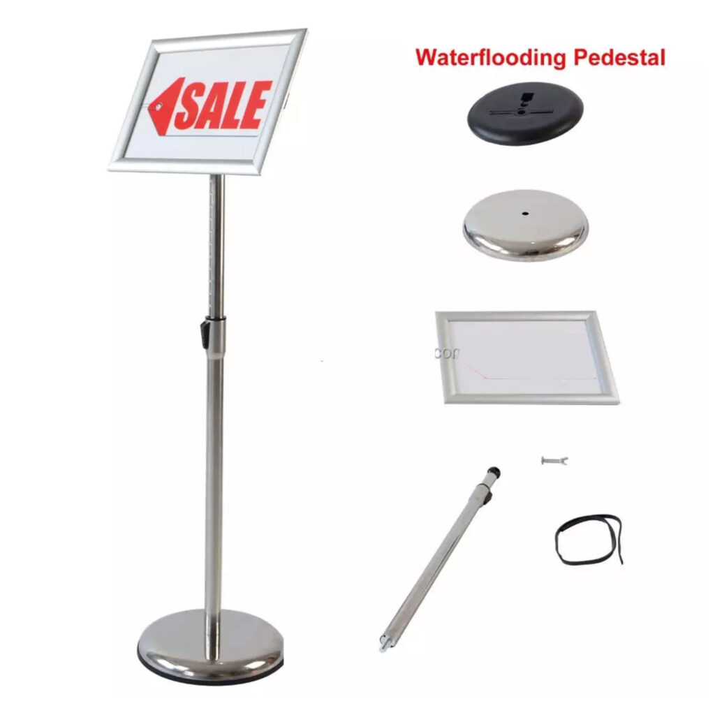 A4 Freestanding Silver Snap Frame | Angled Frame with Studded Steel ...