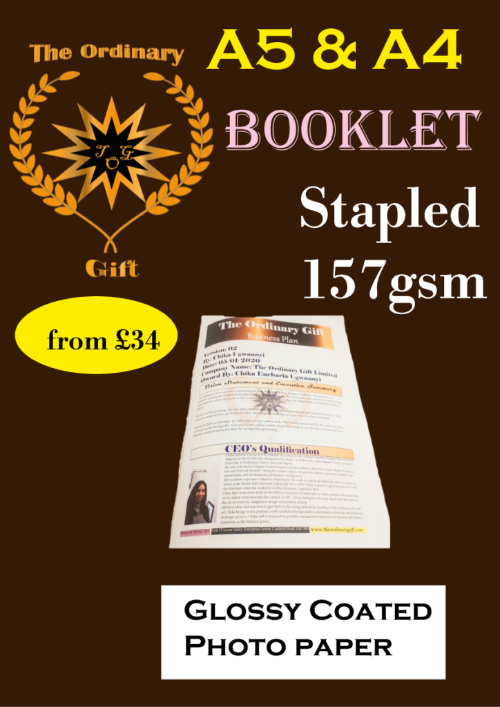 Personalised Folded Booklet | Stapled | Multiple Pages | Full Colour ...