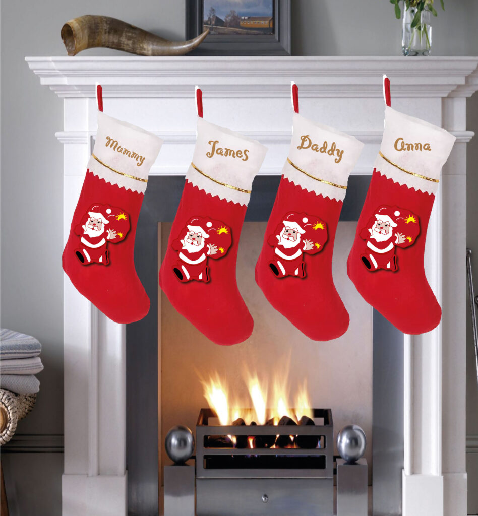 2pcs Personalised Santa Claus Christmas Stocking | Embroidered Hanging ...