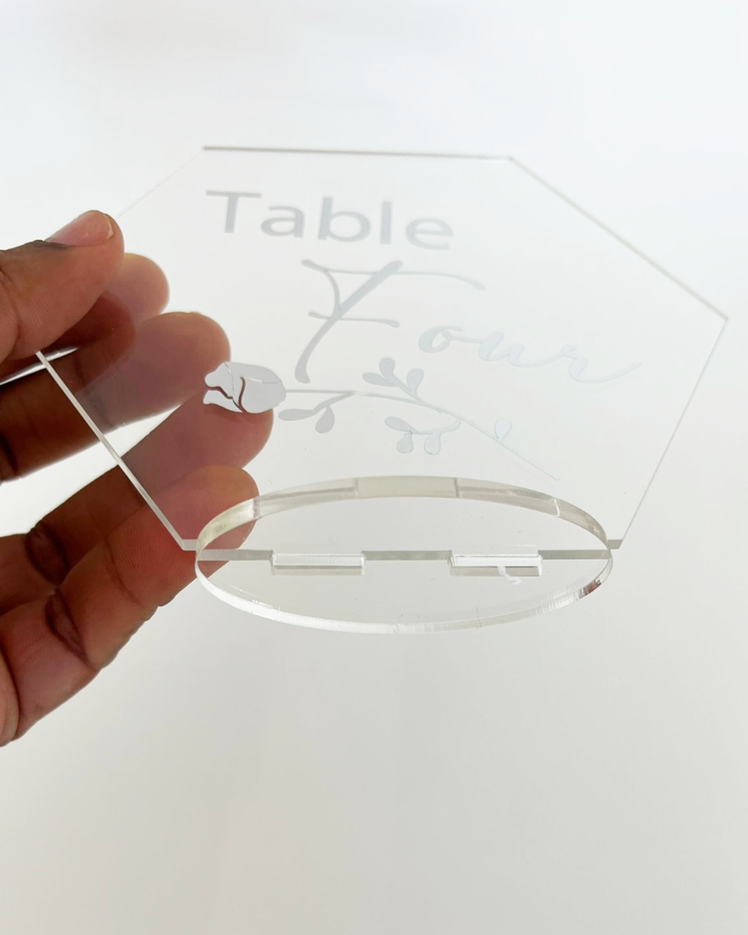 Personalised Acrylic Wedding Table Name Stand with Rose Detail ...