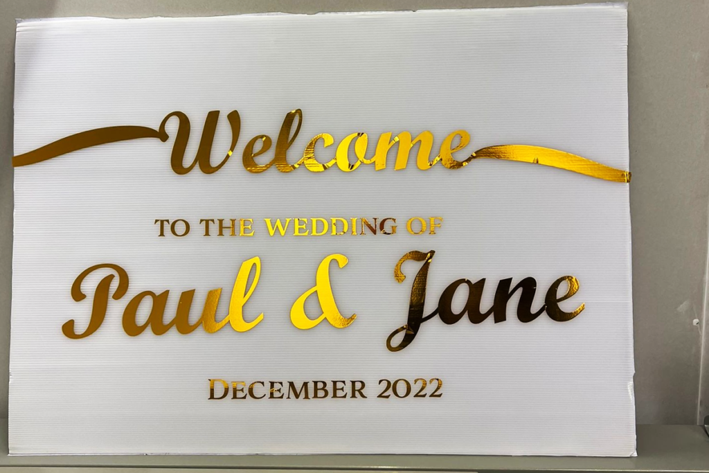MINIMAL | Personalised Wedding Welcome Sign | Corrugated PVC Correx ...